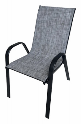 Patio Chair, Stackable, Steel, Grey Sling Fabric - True Value Hardware
